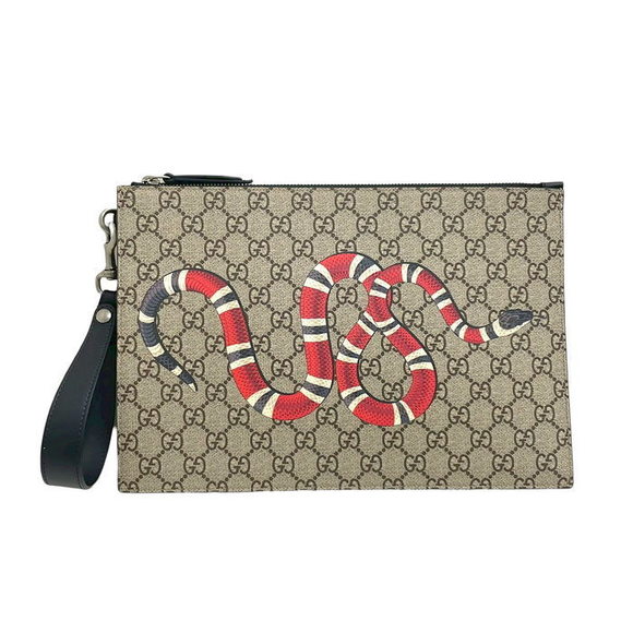 Gucci | Bags | Gucci Gg Supreme King Snake Snake Clutch Bag Beige Black ...
